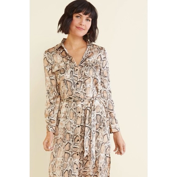 BB Dakota | Dresses | Bb Dakota Python Print Midi Shirtdress | Poshmark